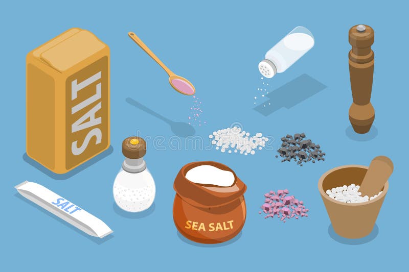 3D Isometric Flat Vector Set of Salt Containers and Other Items Stock ...