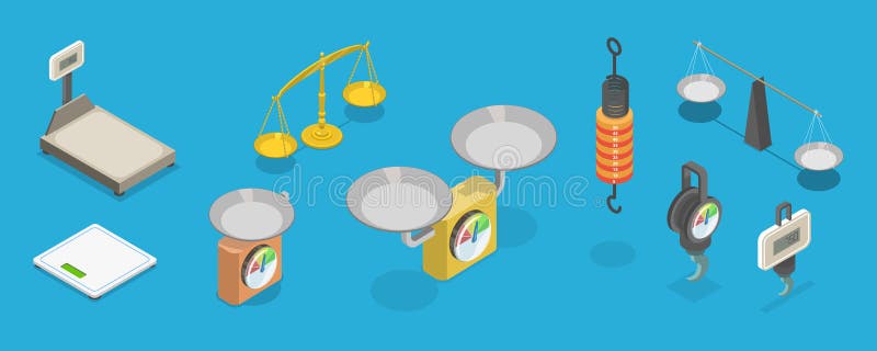 3D Isometric Flat Vector Set of Scales Types Stock Vector ...