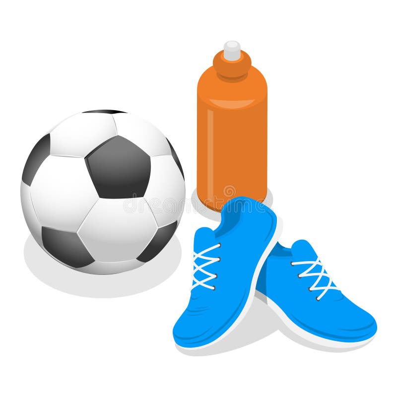 3D Isometric Flat Vector Set of Soccer Elements and Players. Item 2 ...