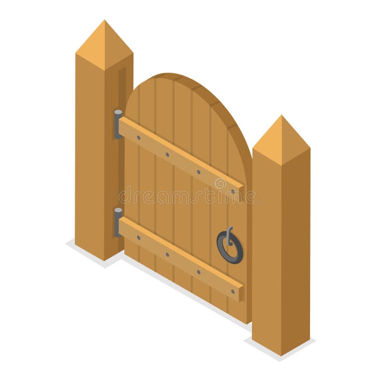 3D Isometric Flat Vector Set of Terrace Fences and Gates. Item 3 Stock ...