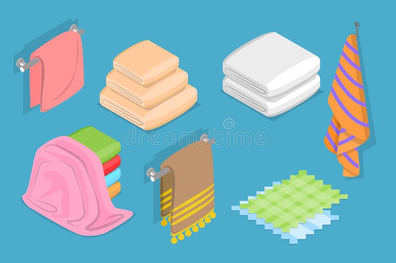 3D Isometric Flat Vector Set of Towels Stock Vector - Illustration of ...
