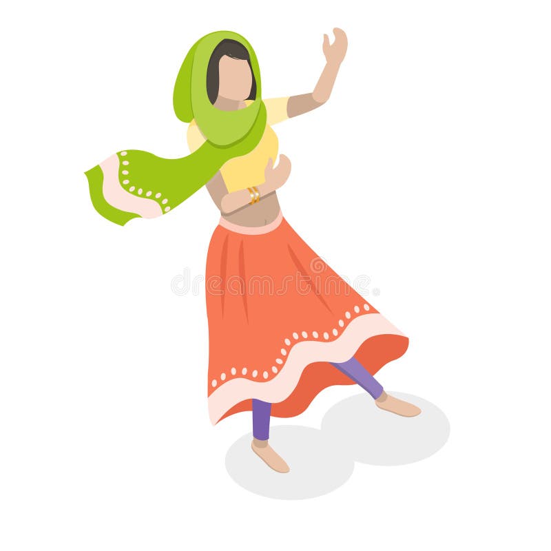3D Isometric Flat Vector Set of Traditional Indian Dancers. Item 2 ...