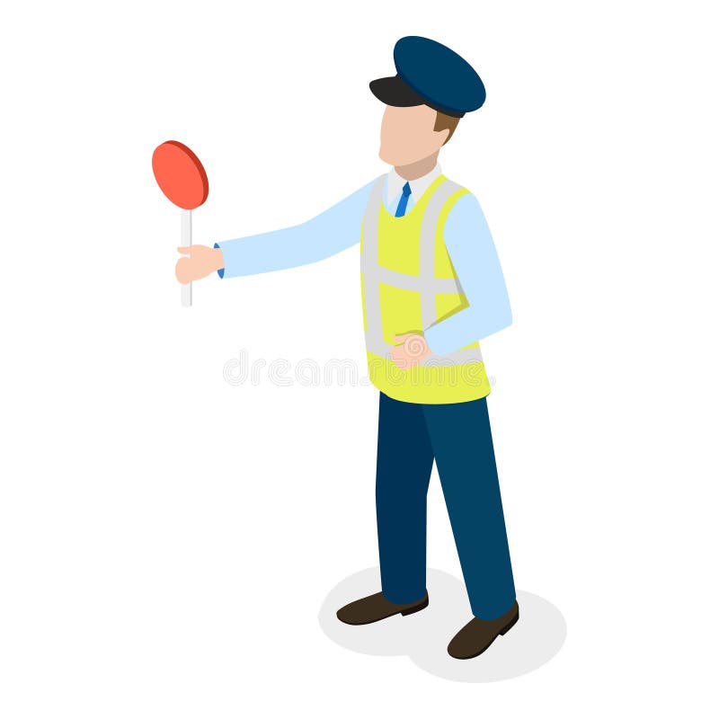 3D Isometric Flat Vector Set of Traffic Policeman Characters. Item 5 ...