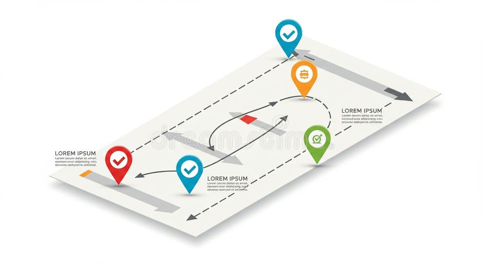 A 3D Isometric Flowchart Features a Sequential Process with Colorful ...