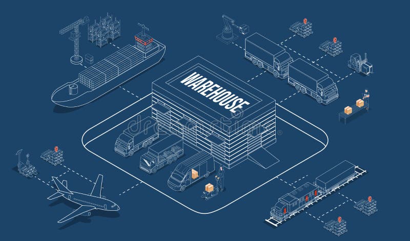 3D Isometric Global Logistics Solutions Concept with Smart Logistics ...