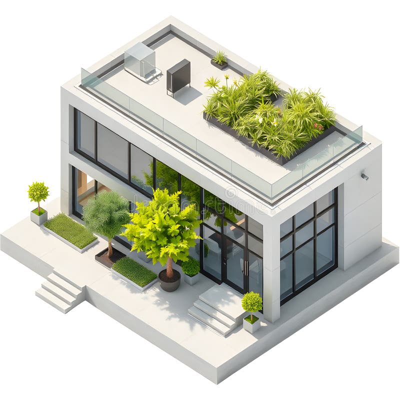 3d Isometric House Isolated on White Stock Image - Image of white ...