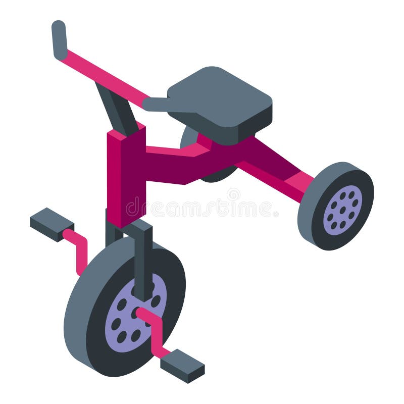3d Isometric Icon of Tricycle with Big Front Wheel Stock Illustration ...