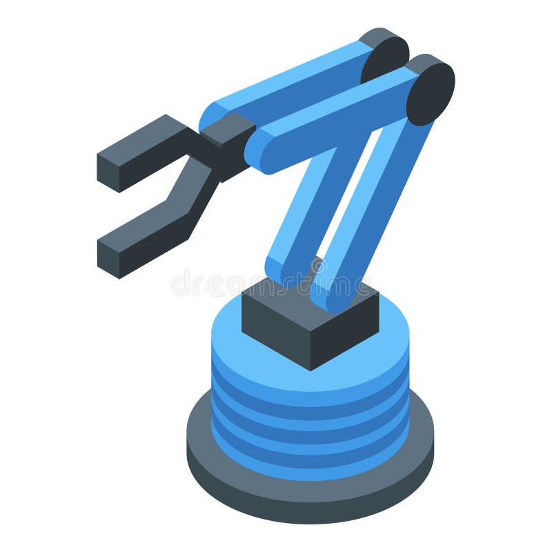 3d Isometric Illustration of a Blue Robotic Arm on a Round Base ...