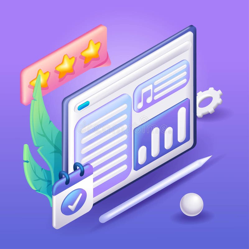 3D Isometric Illustration, Cartoon. Concept of Online Courses, Online ...