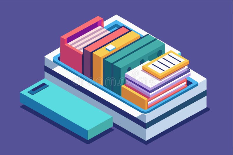 A 3D Isometric Illustration of a File Bundle Containing Folders and ...