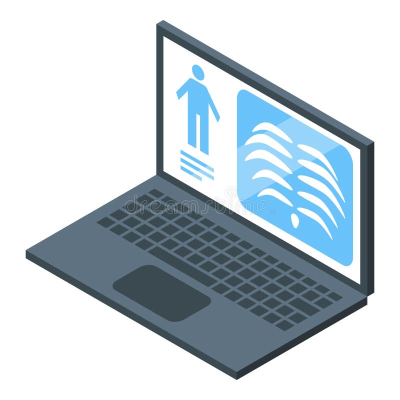 Isometric Icon of Laptop with User Profile and Data Visualization Stock ...