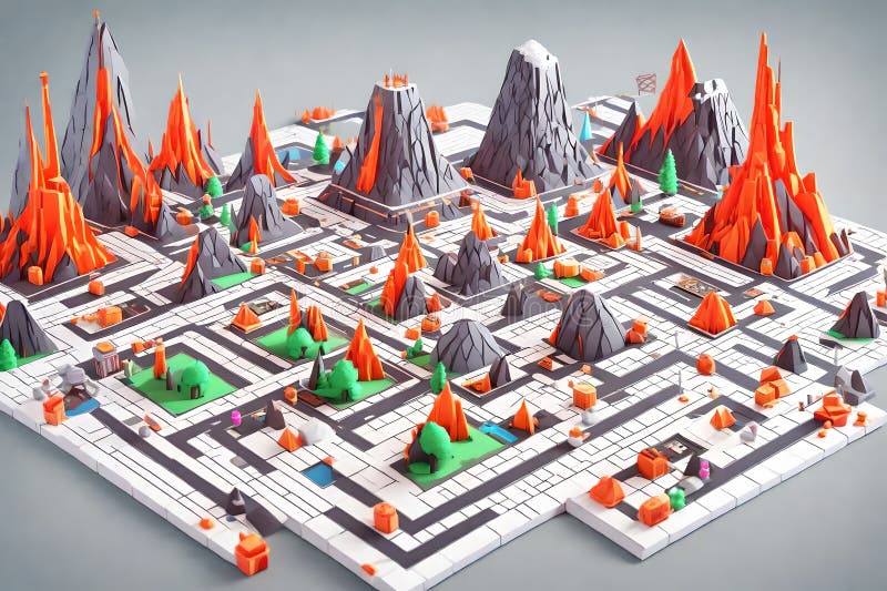 3d Isometric Illustration of Low Poly Trees Isolated on a Solid Color ...