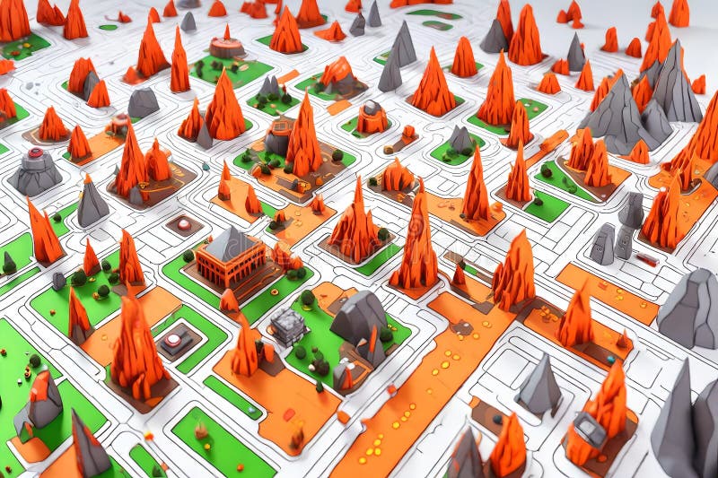 3d Isometric Illustration of Low Poly Trees Isolated on a Solid Color ...