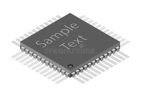 3D Isometric Illustration of a Microchip, Chip, CPU, Processor I Stock ...