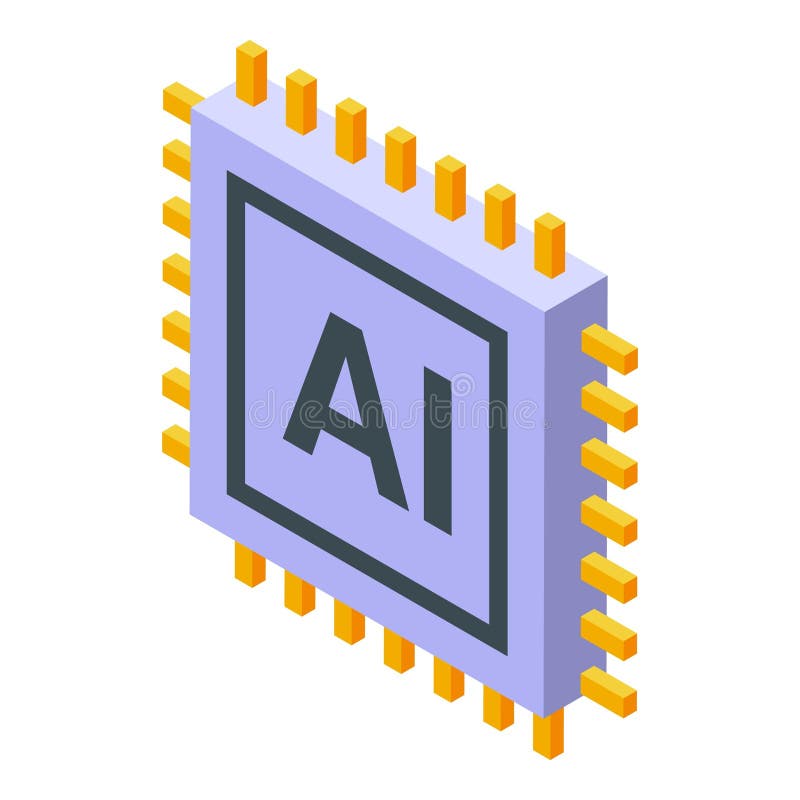 Isometric Ai Chip Icon Design Stock Illustration - Illustration of ...
