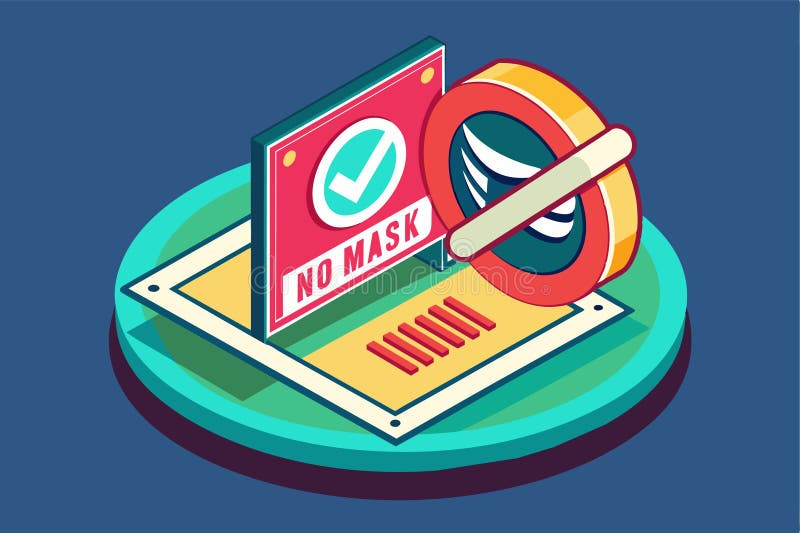 A 3D Isometric Illustration of a No Mask, No Entry Sign, No Face Mask ...