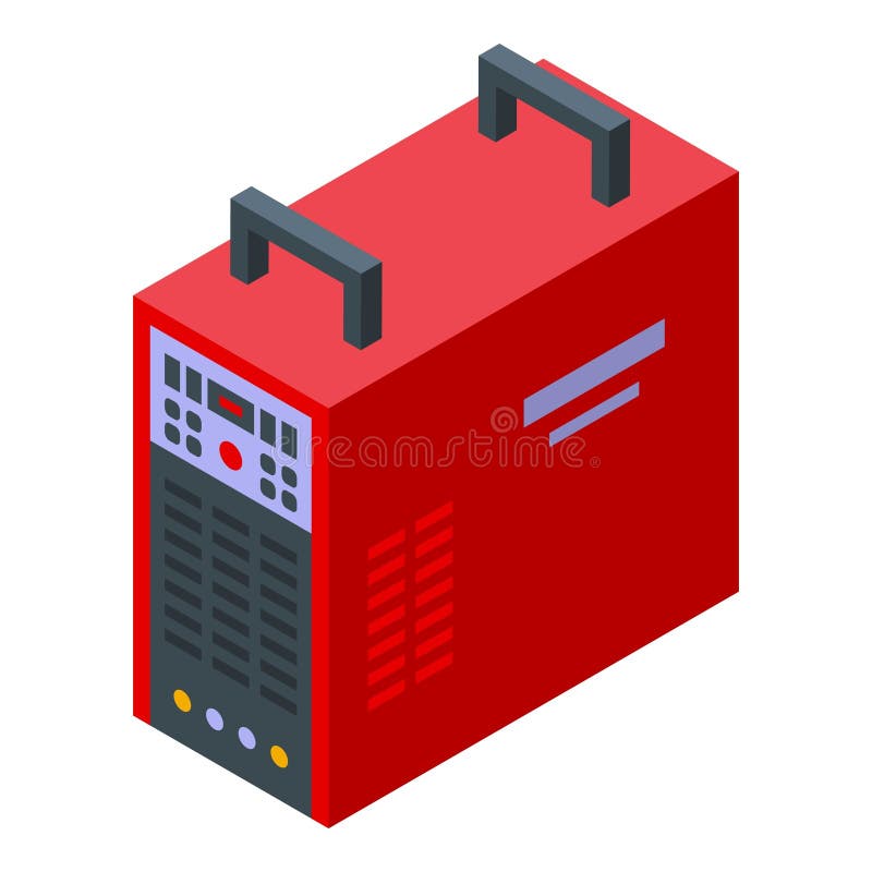3d Isometric Illustration of a Red Portable Electric Generator on a ...