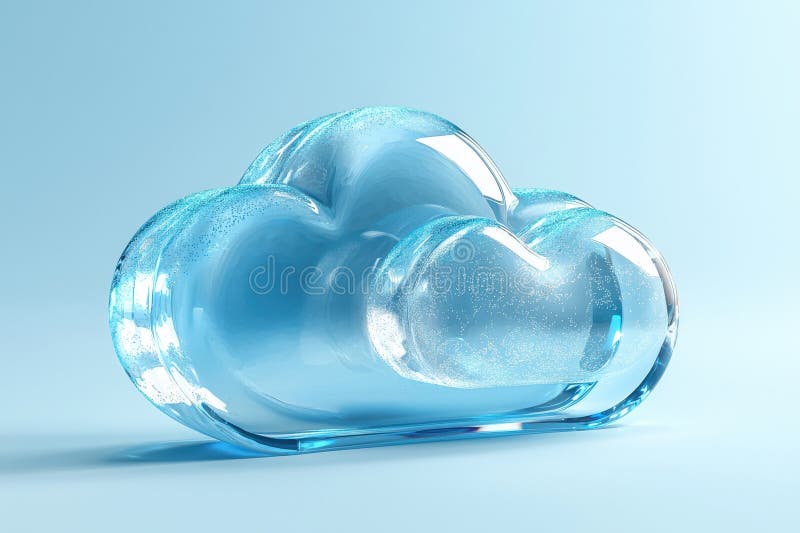 3D Isometric Illustration of a Translucent Cloud in Blue and White ...