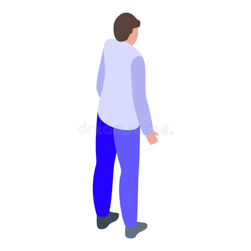 Young Man Standing with His Back Turned Isometric Illustration Stock ...