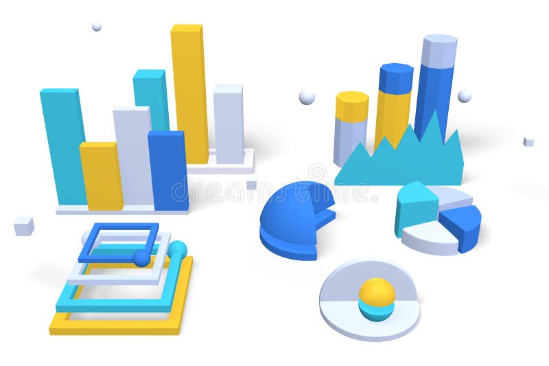 3d Isometric Infographic of Economic Diagram and Graphs. Stock ...