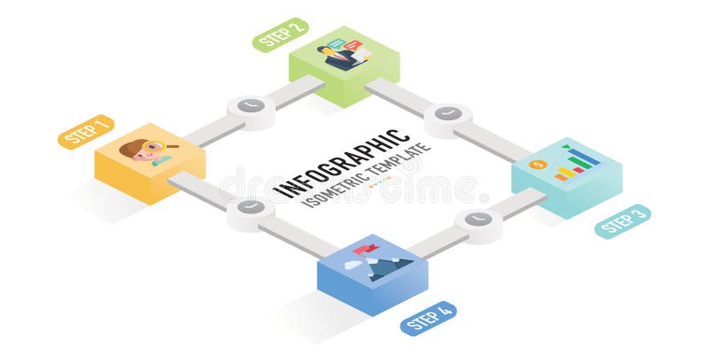 Rectangular Isometric Infographic for Business Presentation Stock ...