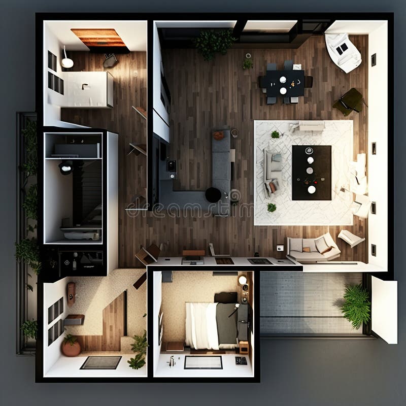3D Isometric Interior Home Plan Room Cute Set Design Isolate on White ...