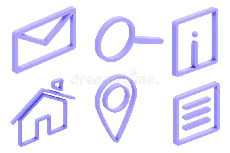 3D Isometric Line Web Icon Set – Vector UI Symbols in Purple Stock ...