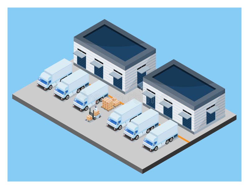 3D Isometric Logistics Warehouse Work Process Concept with ...