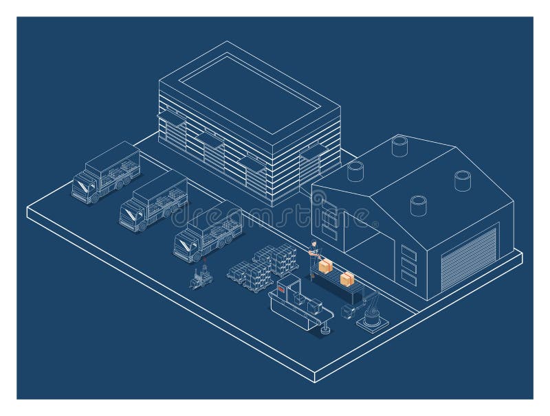 3D Isometric Logistics Warehouse Work Process Concept with ...