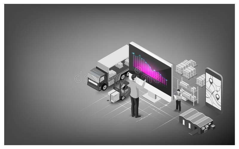 3D Isometric Logistics Warehouse Work Process Concept with ...