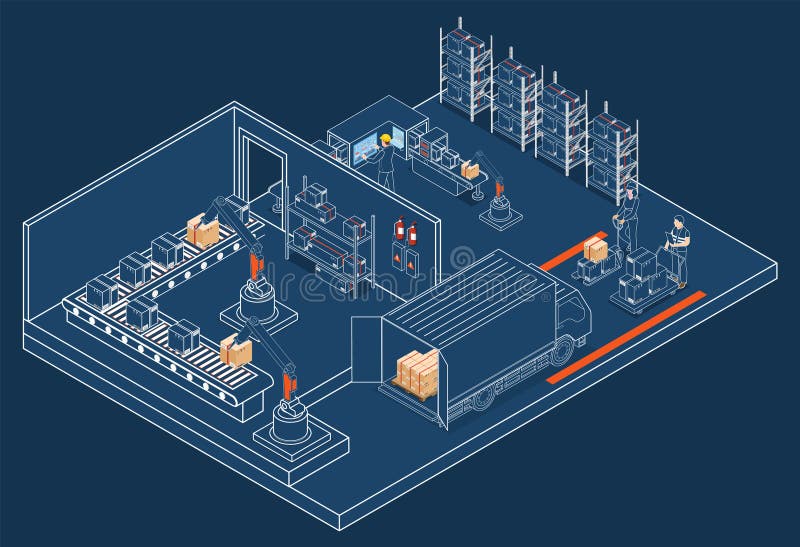 3D Isometric Logistics Warehouse Work Process Concept with ...