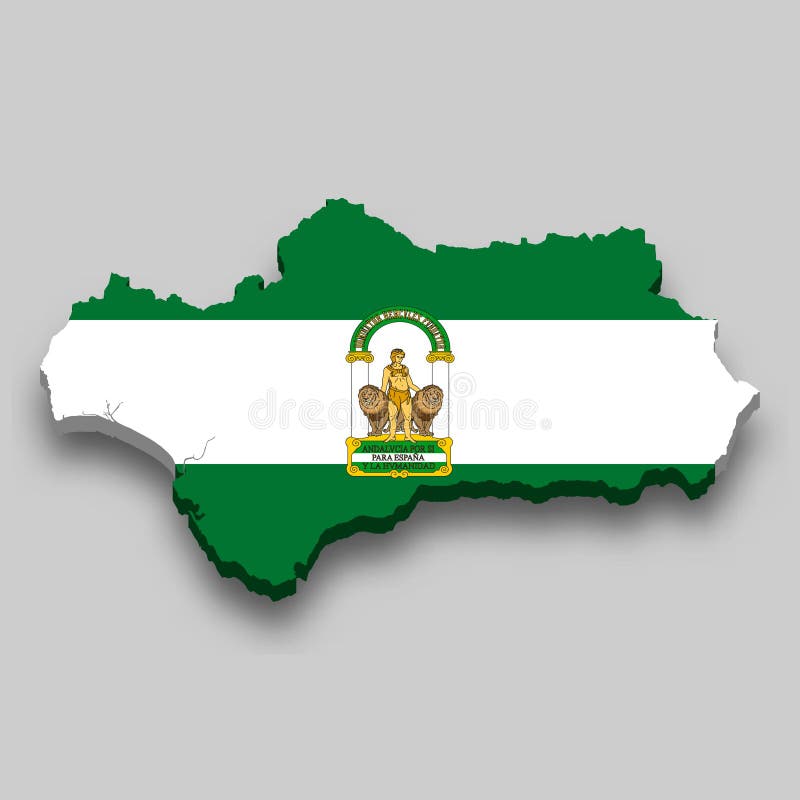 3d Isometric Map of Andalusia is a Region of Spain Stock Vector ...