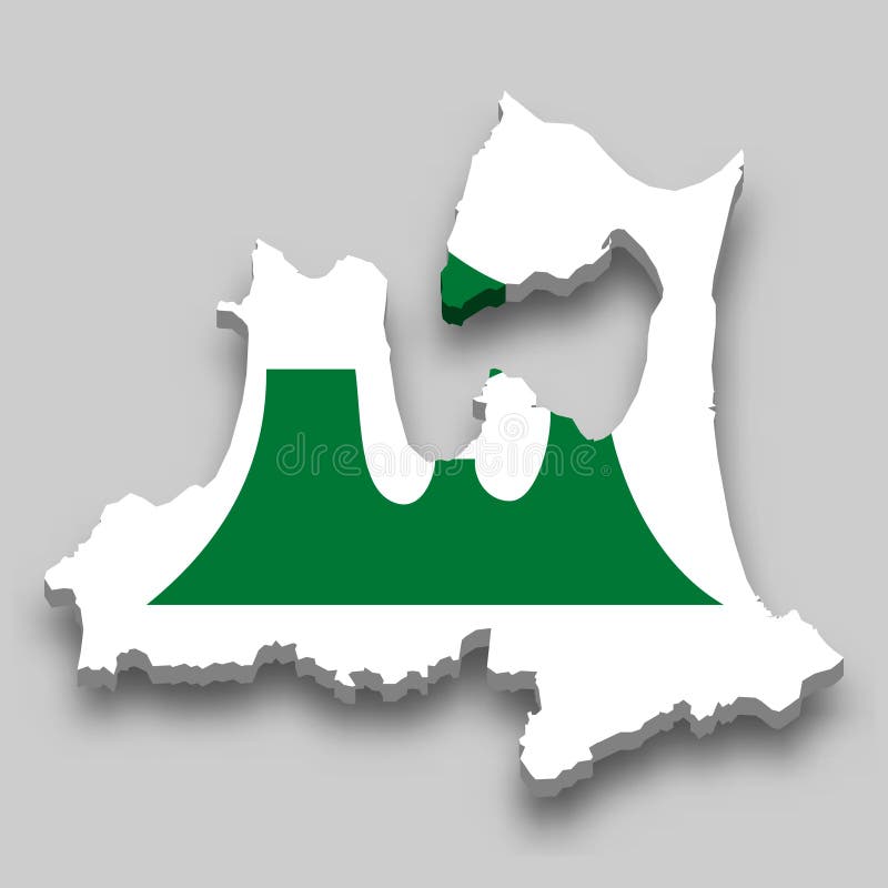 3d Isometric Map of Aomori is a Prefecture of Japan Stock Vector ...