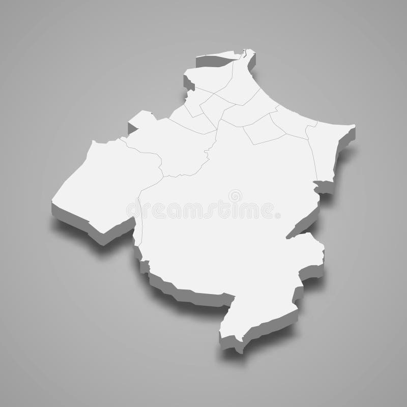 3d Isometric Map of Ben Arous is a Governorate of Tunisia Stock Vector ...