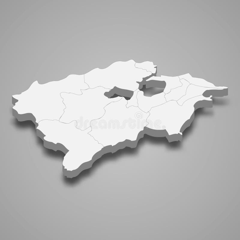3d Isometric Map of Bizerte is a Governorate of Tunisia Stock ...