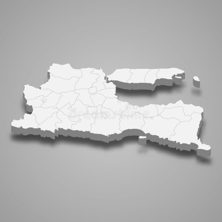 3d Isometric Map of East Java is a Province of Indonesia Stock ...