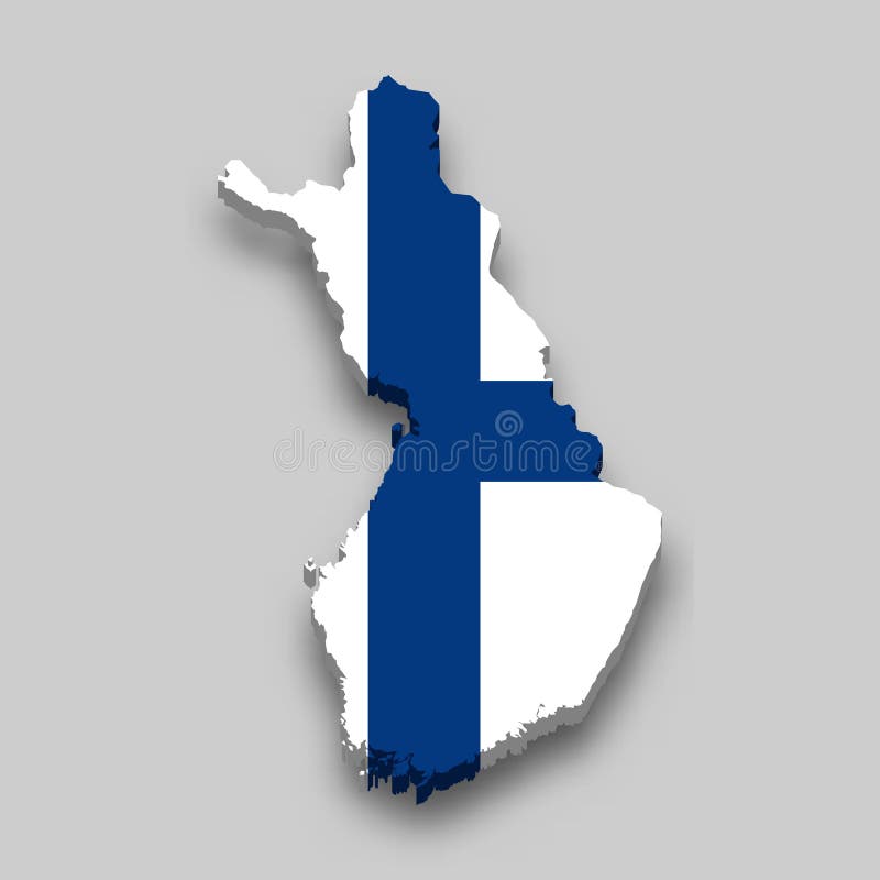 3d Isometric Map of Finland with National Flag Stock Vector ...