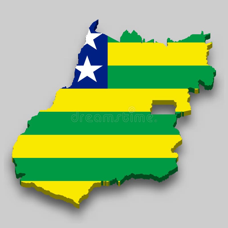 3d Isometric Map of Goias with Flag Stock Vector - Illustration of ...