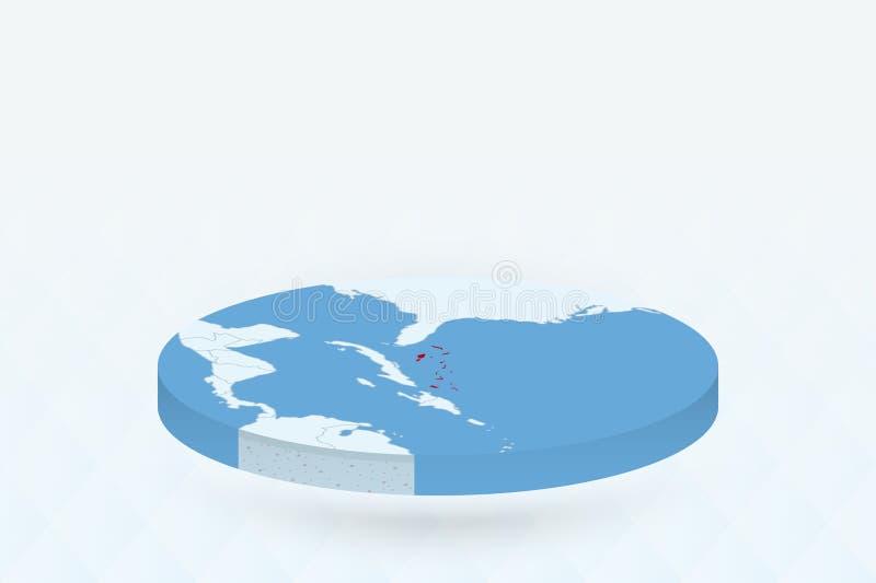 3D Isometric Map Highlighting the Bahamas in Red Stock Vector ...