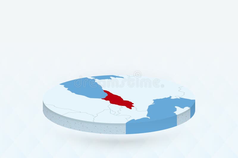 3D Isometric Map Highlighting Georgia in Red Stock Vector ...