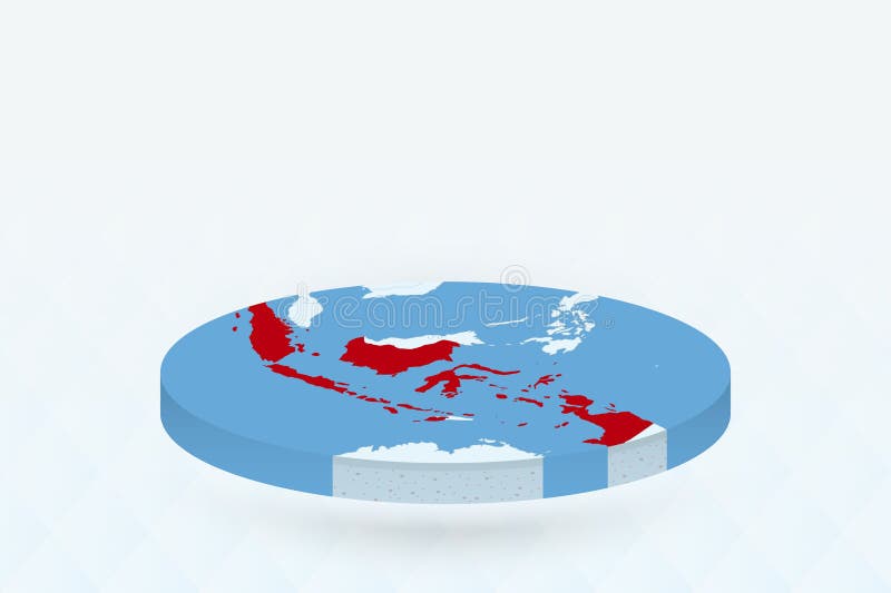 3D Isometric Map Highlighting Indonesia in Red Stock Illustration ...