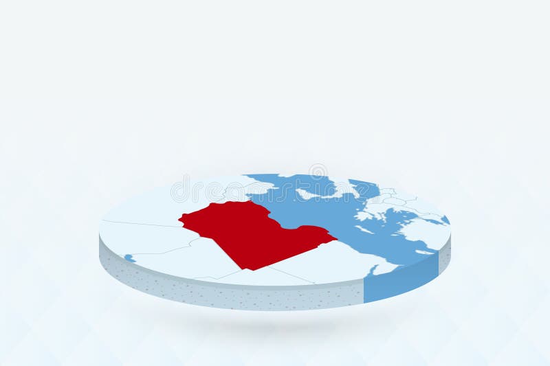 3D Isometric Map Highlighting Libya in Red Stock Illustration ...