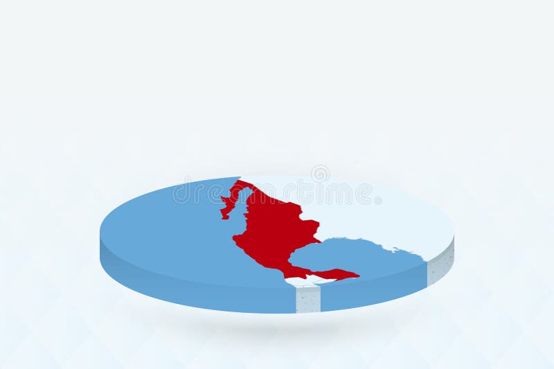 3D Isometric Map Highlighting Mexico in Red Stock Vector - Illustration ...
