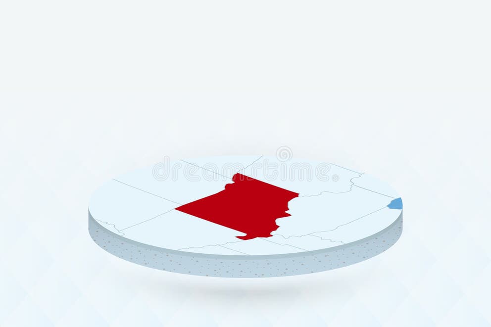 3D Isometric Map Highlighting Missouri in Red Stock Vector ...