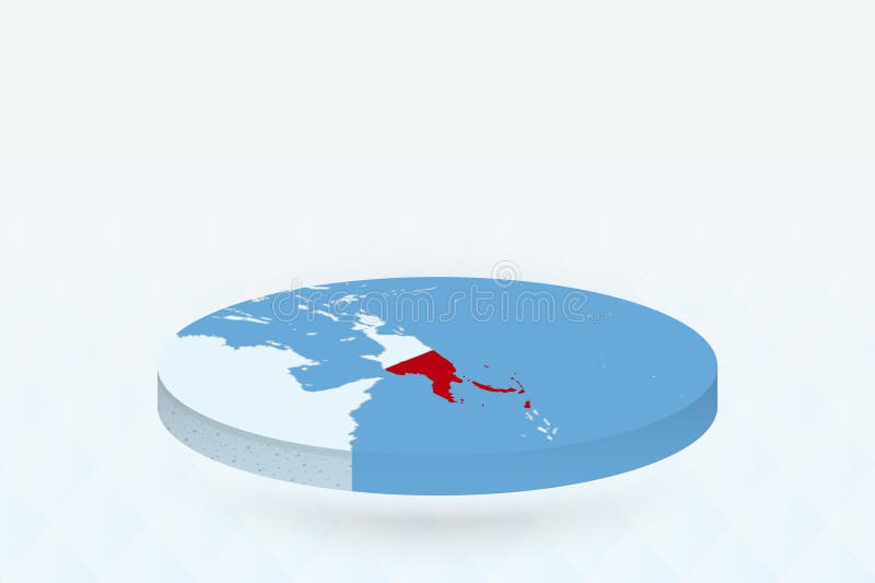3D Isometric Map Highlighting Papua New Guinea in Red Stock ...