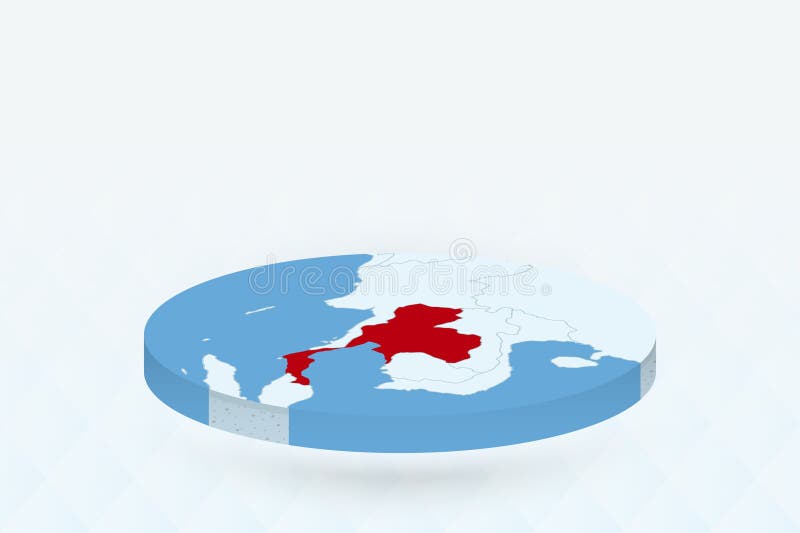 3D Isometric Map Highlighting Thailand in Red Stock Illustration ...