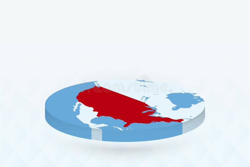 3D Isometric Map Highlighting USA in Red Stock Vector - Illustration of ...