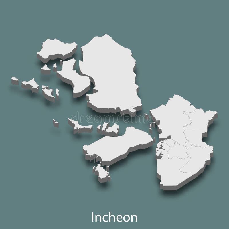 3d Isometric Map of Incheon is a City of Korea Stock Vector ...