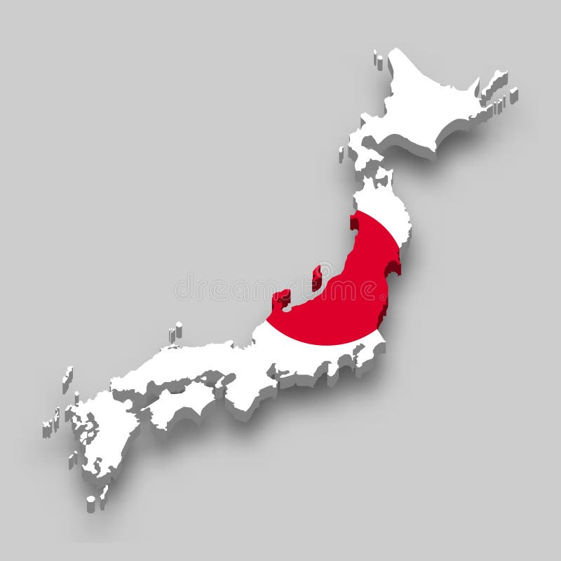 3d Isometric Map of Japan with National Flag. Stock Vector ...