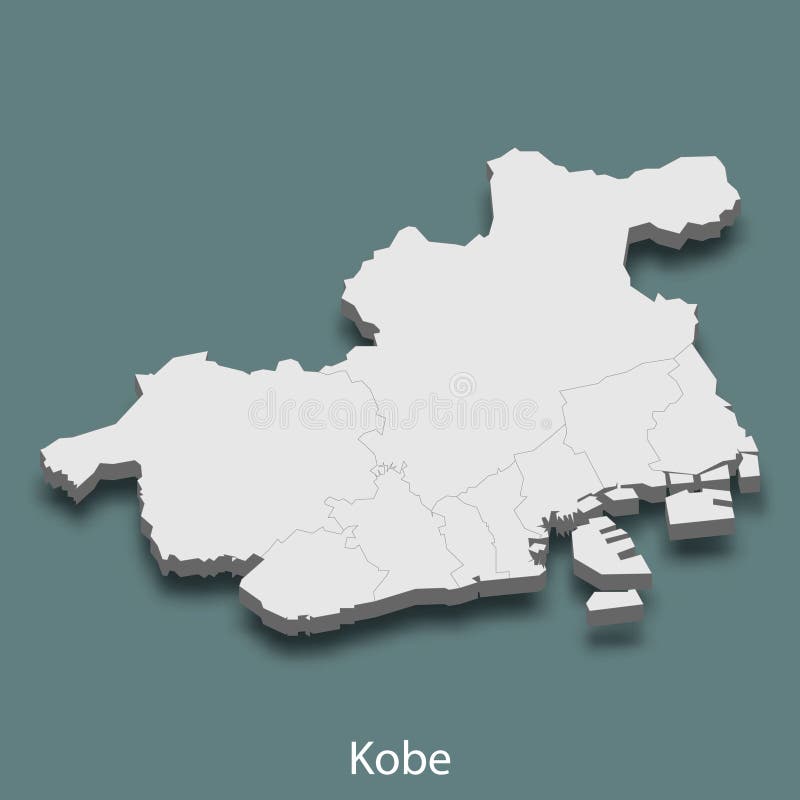 3d Isometric Map of Kobe is a City of Japan Stock Vector - Illustration ...
